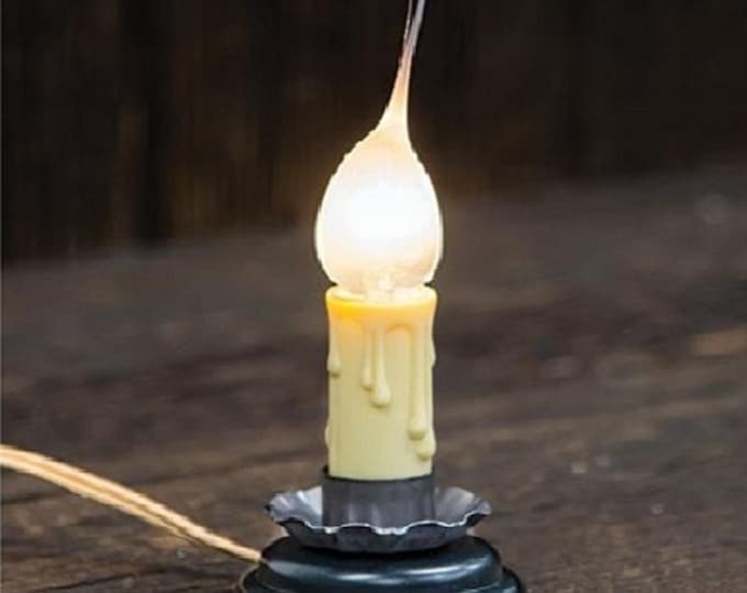 Small 3" Country Primitive Electric Candle Lamp Light W Silicone Bulb ...