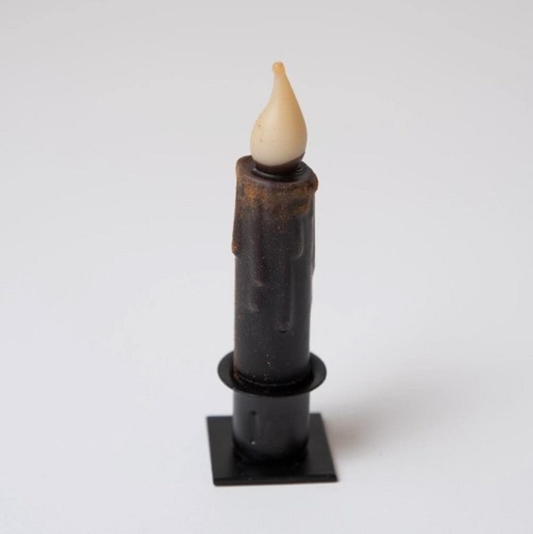 Country Primitive Black Battery Operated Timer Taper Candle 4.5" - Etsy