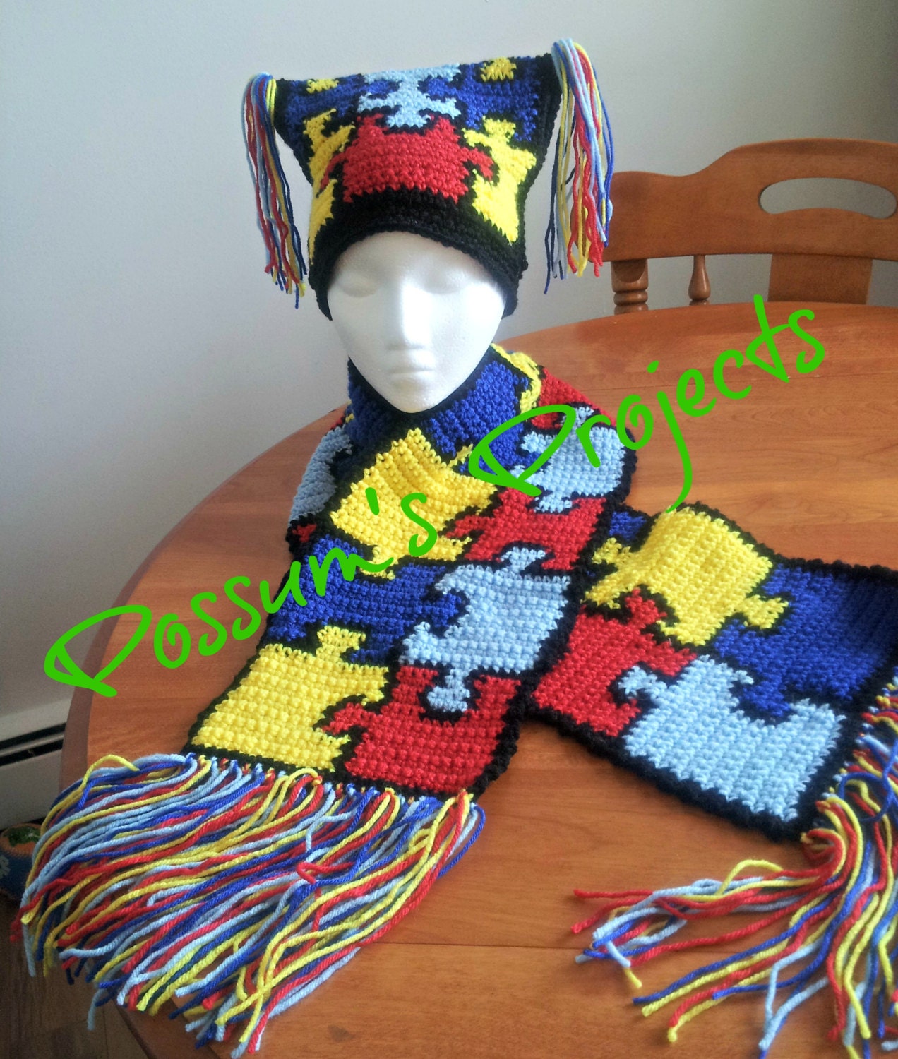 Puzzle Piece Hat & Scarf Pattern Sizes Adult, Youth, and Child. - Etsy