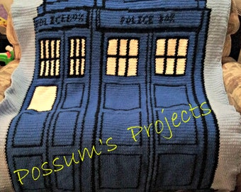 Doctor Who TARDIS geronimo Crochet Blanket - Etsy