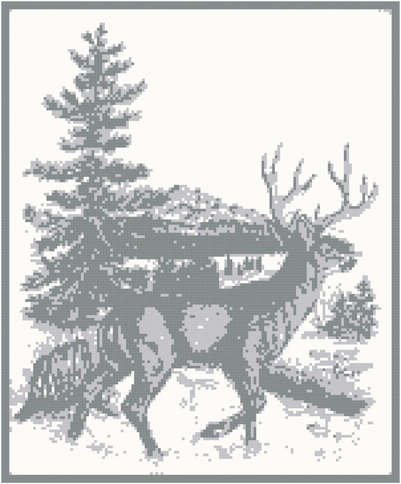 Deer in Forest Graph Blanket Pattern - Etsy
