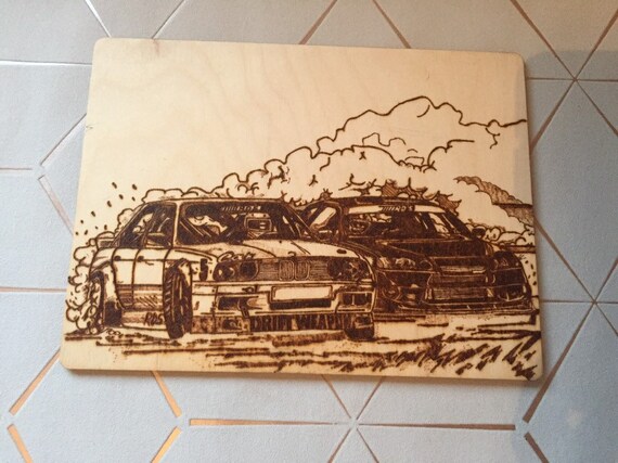 Drifting Scene Cars Bmw Toyota E30 Saurer Art Work Pyrography | Etsy