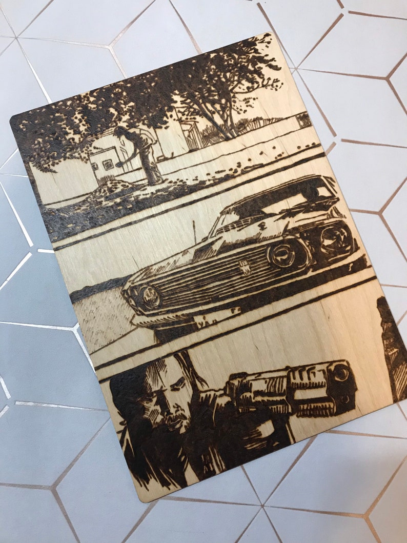 John Wick Keanu Reeves Wooden Wall Art Wood Burnt Pyrography Plaque Tv ...