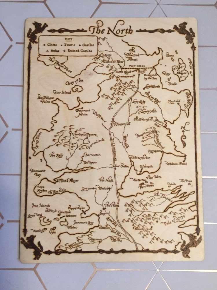 A Game of Thrones Map of the North Winterfell Castle Black Wood Burnt ...