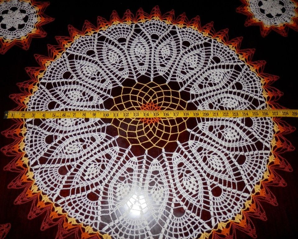 Lovely Handmade Crochet Tablecloth Doily Set, 7 Pieces, 100%cotton, Tea ...