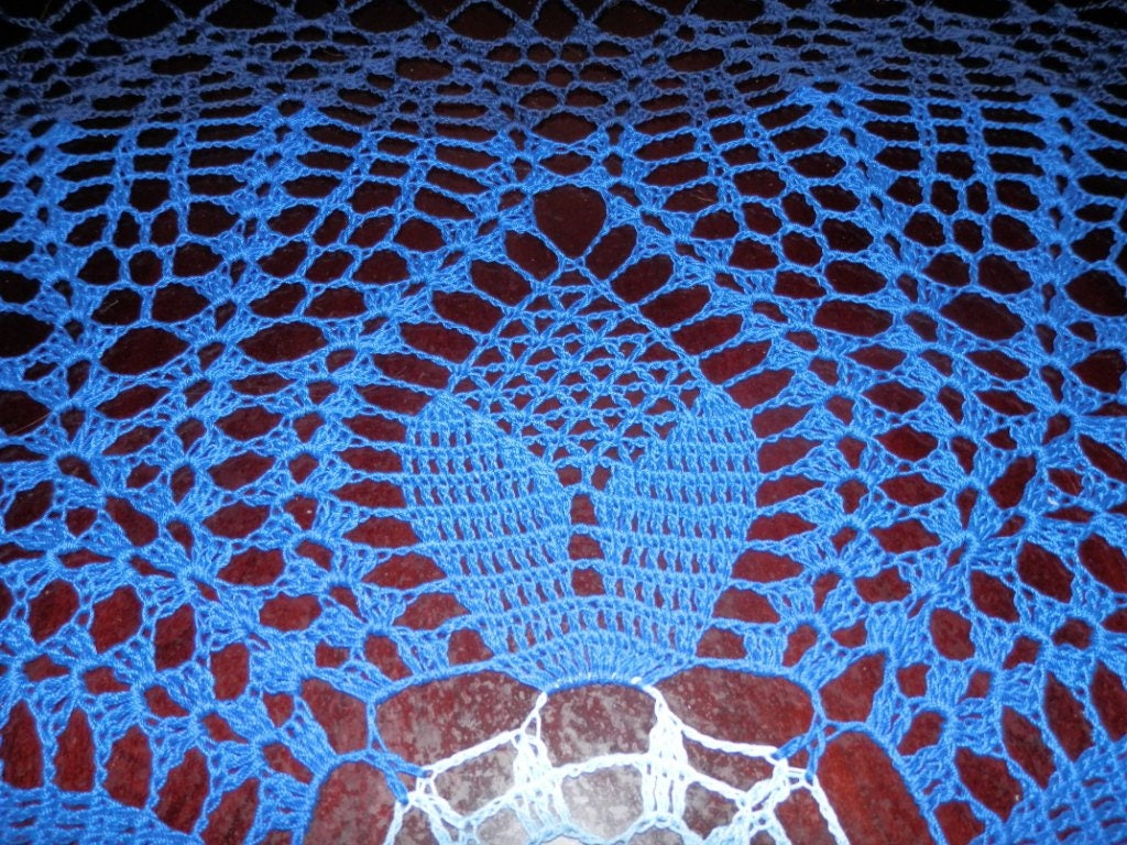 Stunning Real Handmade Crochet Doily, tulips, Blue Colors, Square, 28 ...