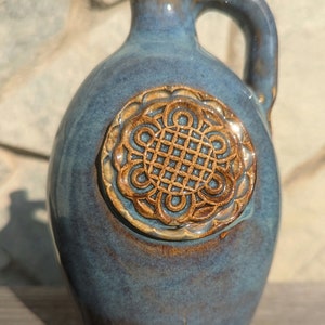 Oil or Vinegar Pottery Jug in Denim Blue With Medallion With Cork, by ...