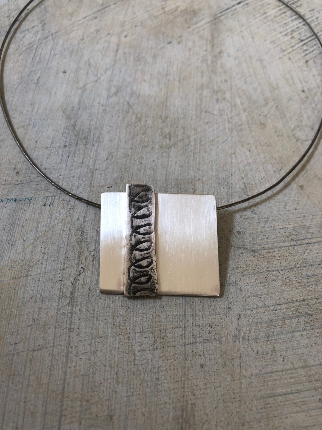 Sterling Silver Pendant With Hand Drawn Imprinted Design Element - Etsy