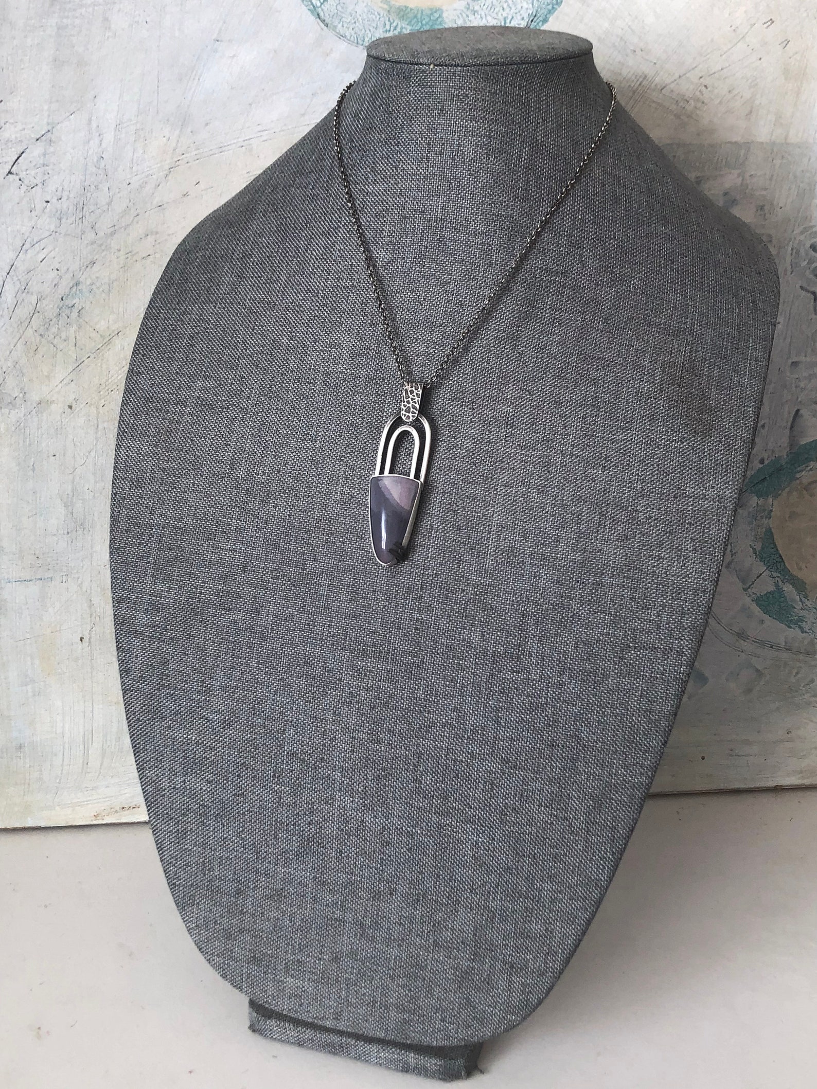 Oxidized Sterling Silver Hyacinth Jasper Pendant Necklace - Etsy