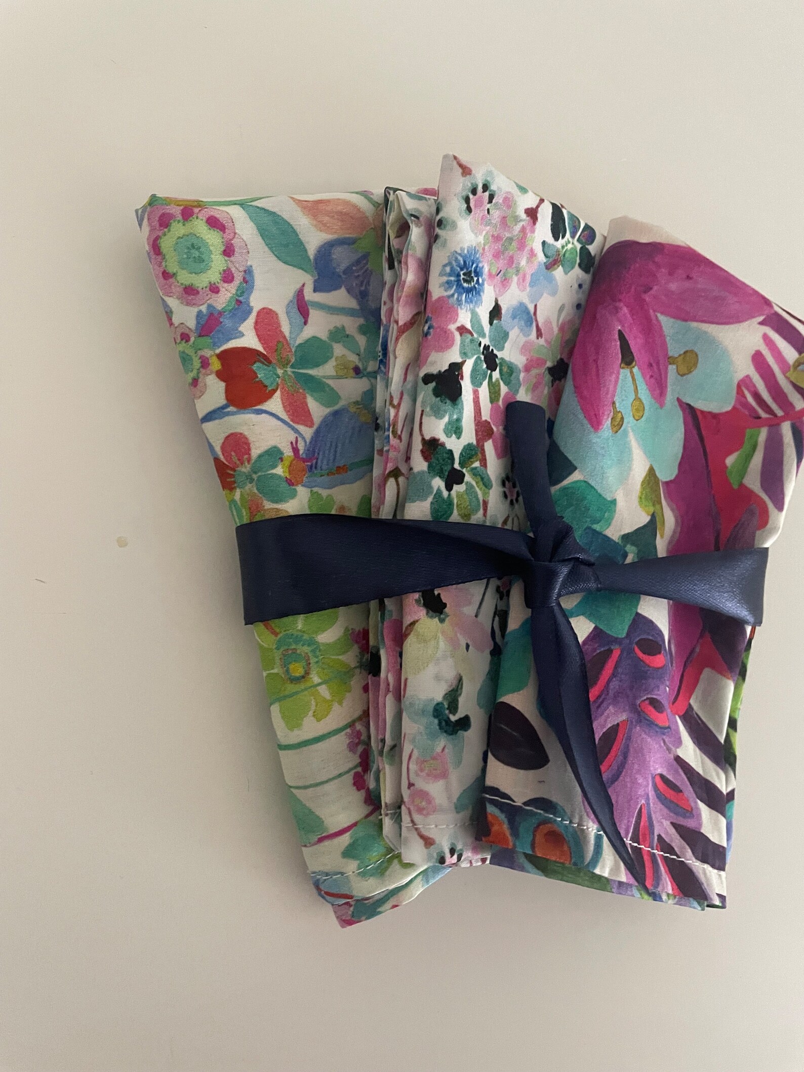 Liberty Fabric Handkerchief Set X 3 Bright Jungle Tropical - Etsy
