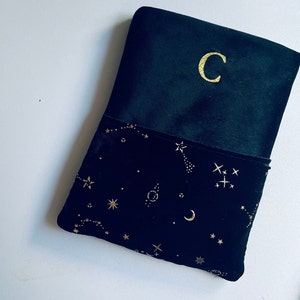 Black Velvet Book Sleeve Sun, Moon and Stars Jacket Protector With ...
