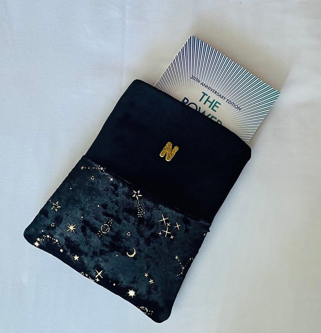 Black Velvet Book Sleeve Sun, Moon and Stars Jacket Protector With ...