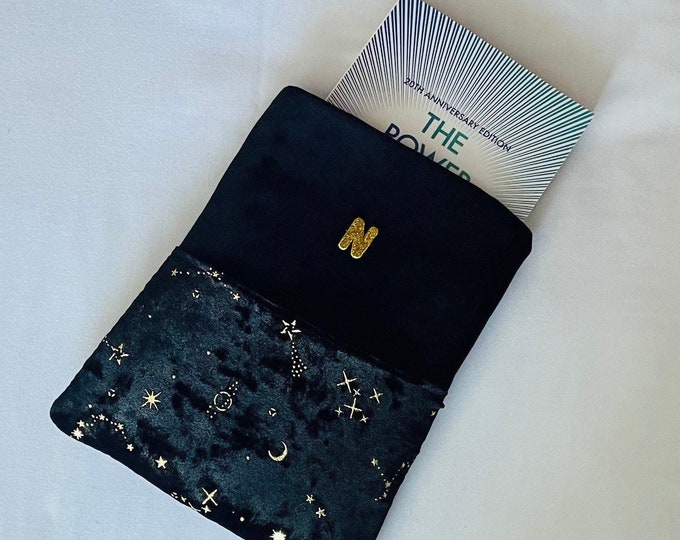Black Velvet Book Sleeve Sun, Moon and Stars Jacket Protector With ...
