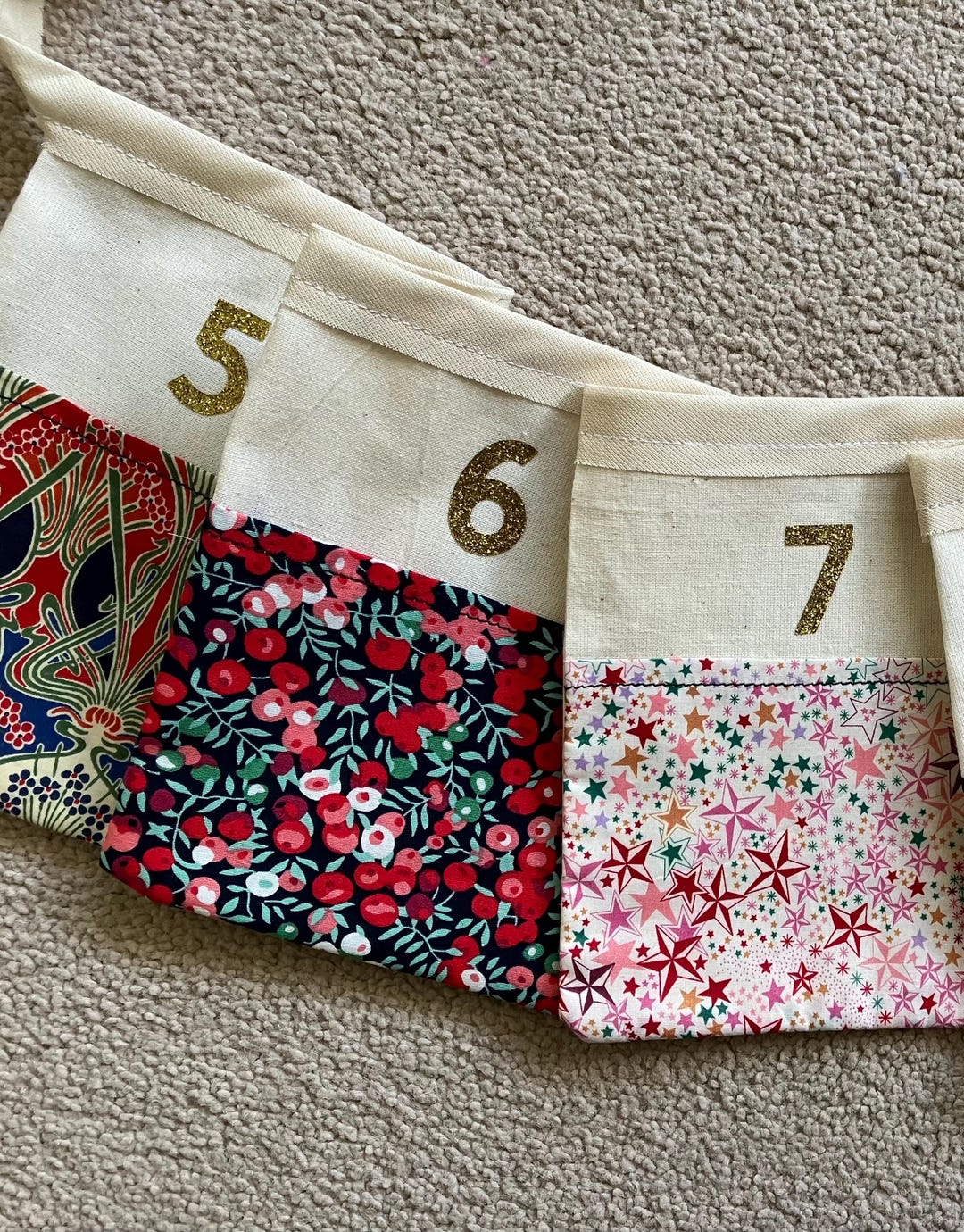 Liberty Christmas Advent Calendar Bunting Flags Wall Hanging - Etsy