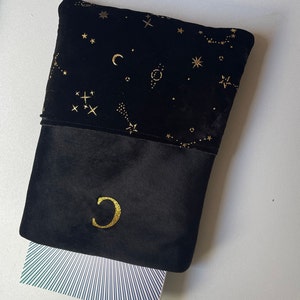 Black Velvet Book Sleeve Sun, Moon and Stars Jacket Protector With ...