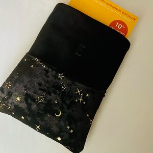 Black Velvet Book Sleeve Sun, Moon and Stars Jacket Protector With ...