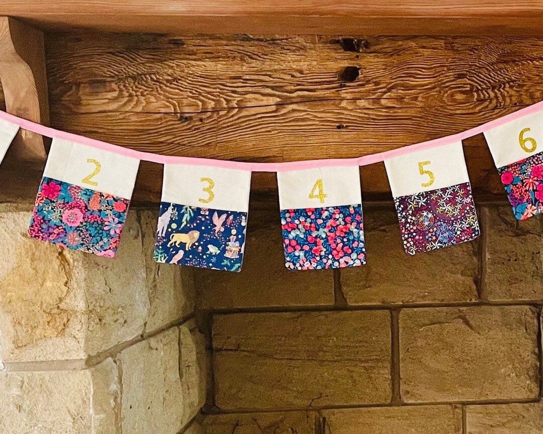 Liberty Christmas Advent Calendar Bunting Flags Wall Hanging - Etsy UK