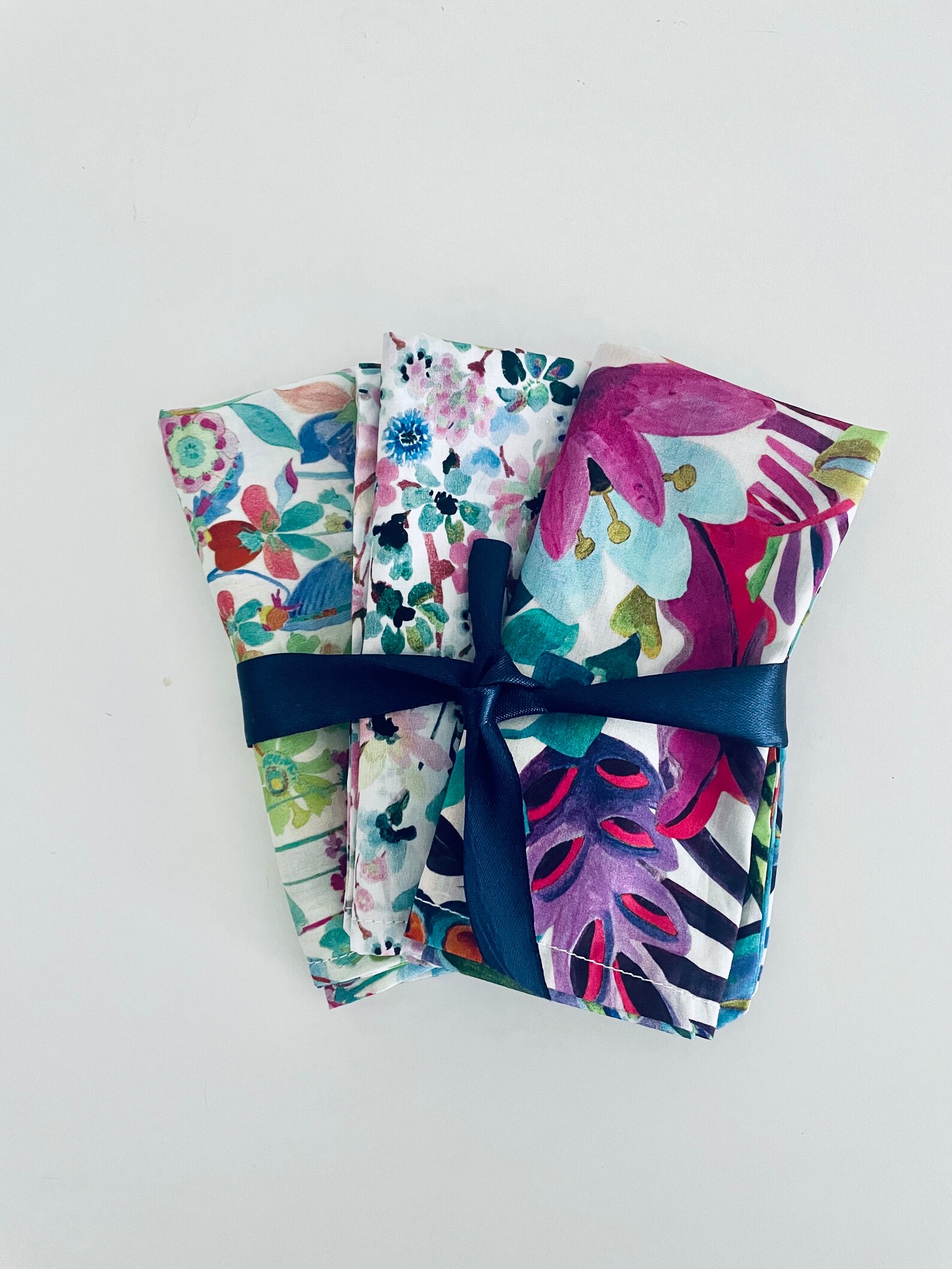 Liberty Fabric Handkerchief Set X 3 Bright Jungle Tropical - Etsy
