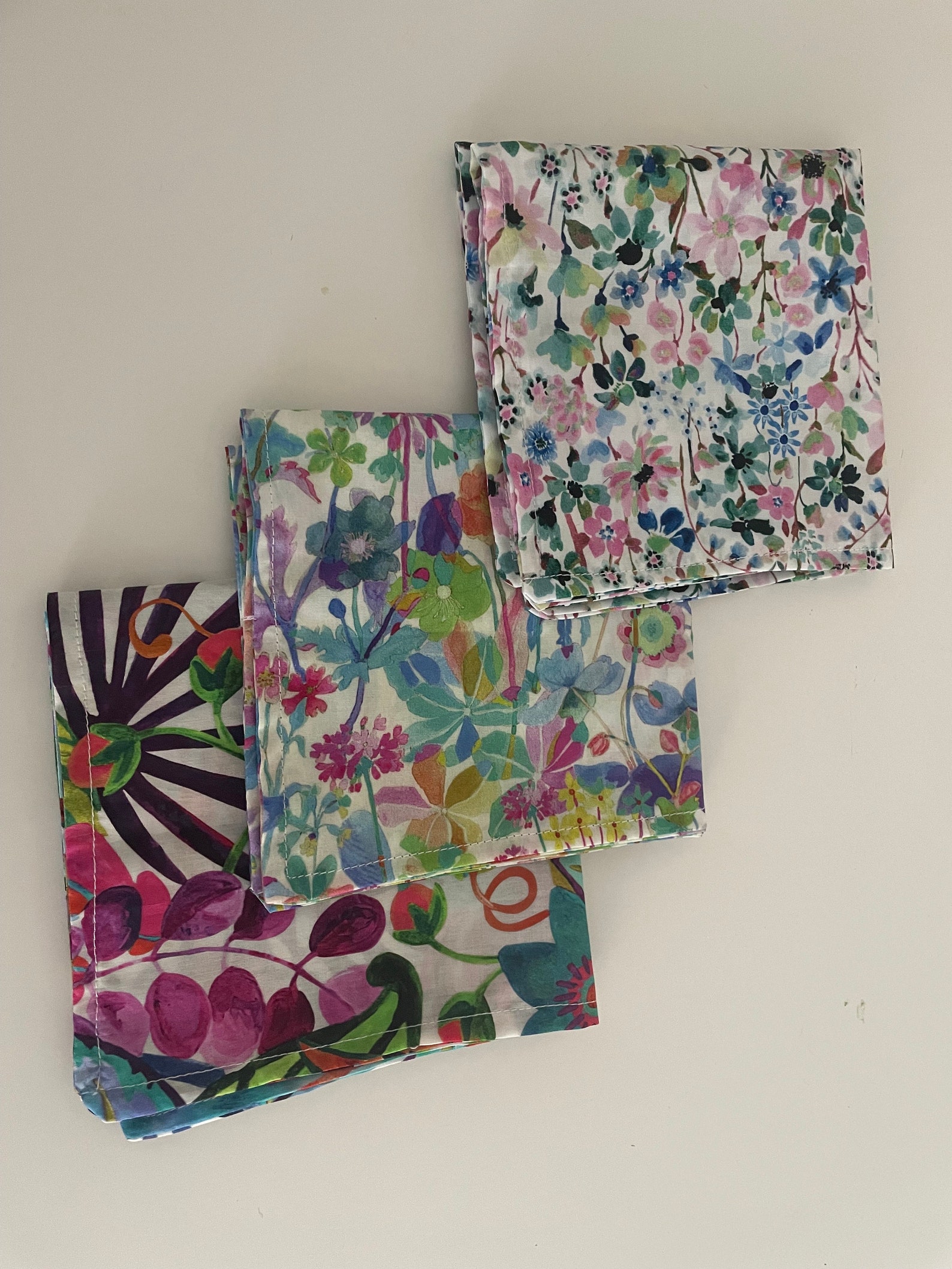 Liberty Fabric Handkerchief Set X 3 Bright Jungle Tropical - Etsy