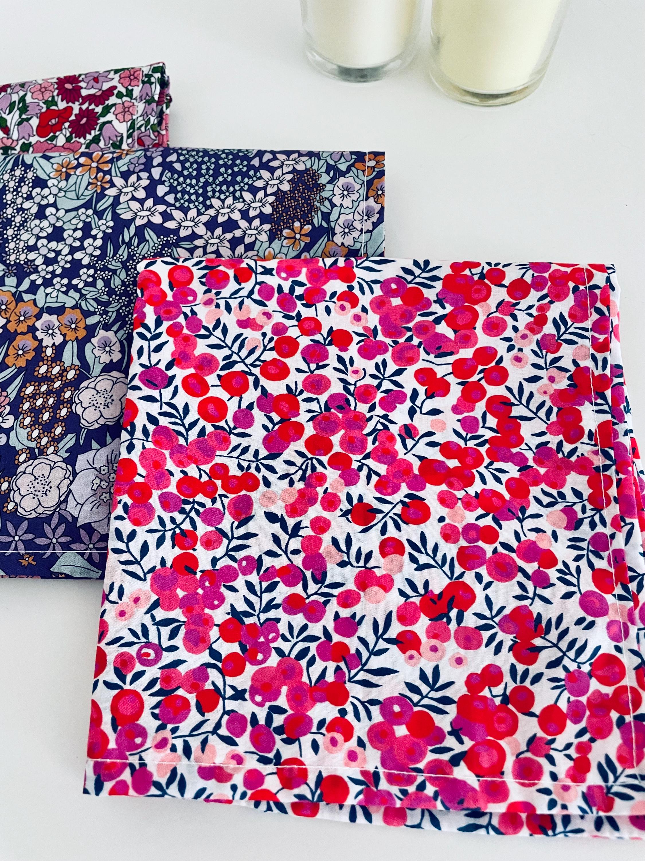 Liberty Fabric Floral Handkerchief Set Pinks and Purples - Etsy
