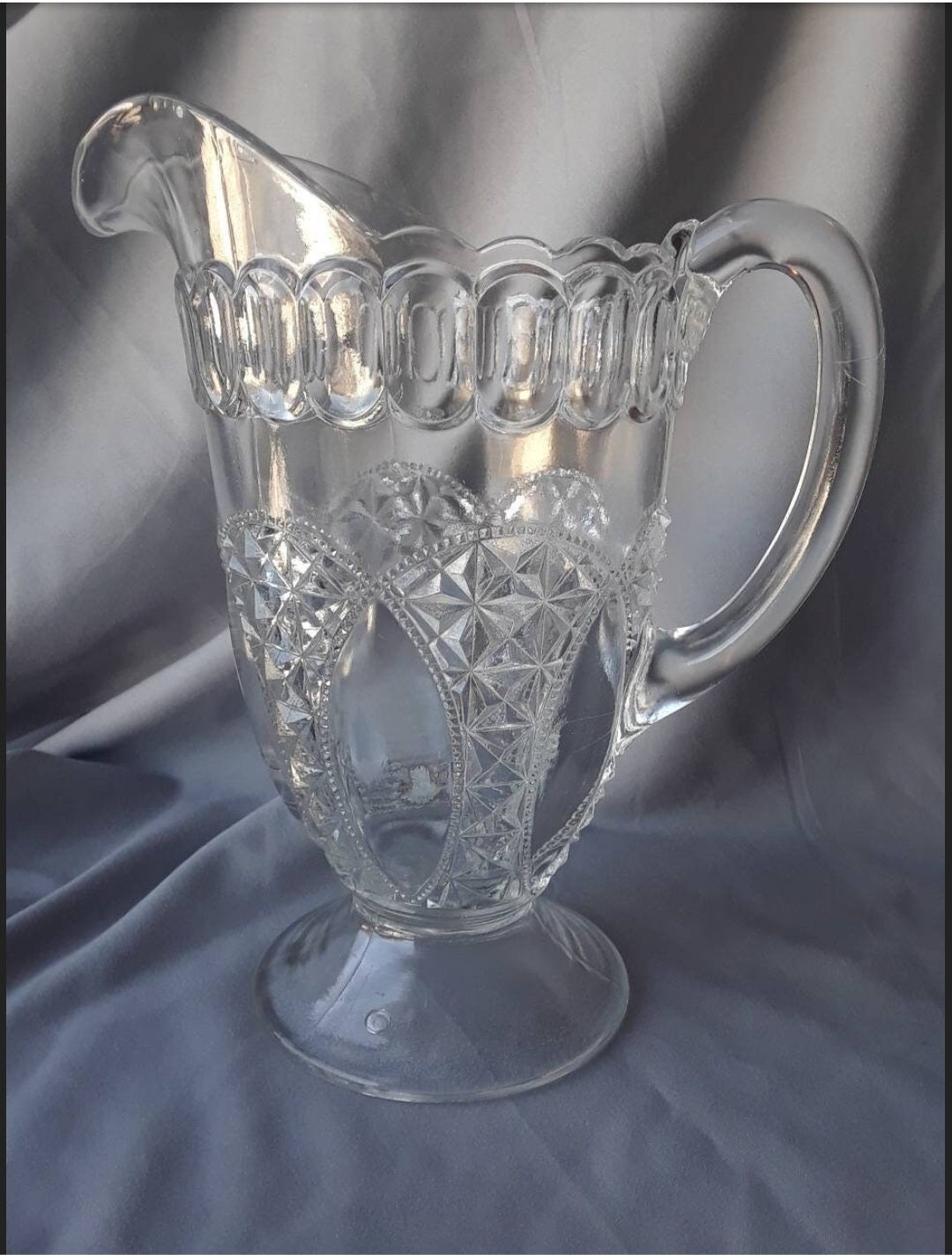 U.S. Glass Beaded Loop Footed Water Pitcher - Etsy