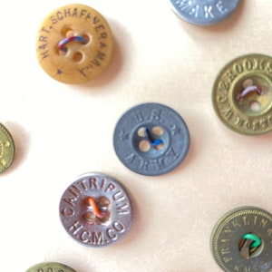 50 Work Clothes Buttons Vintage 1900s Brass Black Overalls Depose Paris ...