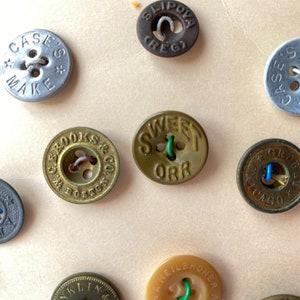 50 Work Clothes Buttons Vintage 1900s Brass Black Overalls Depose Paris ...