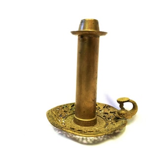 Ornate Brass Candlestick With Handle Dragon Floral Fish Griffon Antique ...