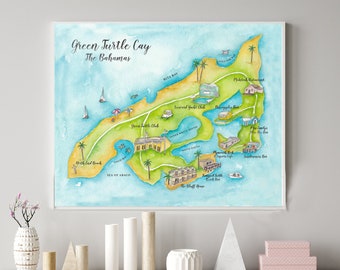 Green Turtle Bay Map - Etsy