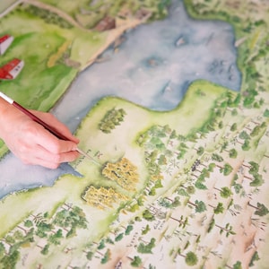 Custom Watercolor Property Map Heirloom Property Map Painting Farm Map ...