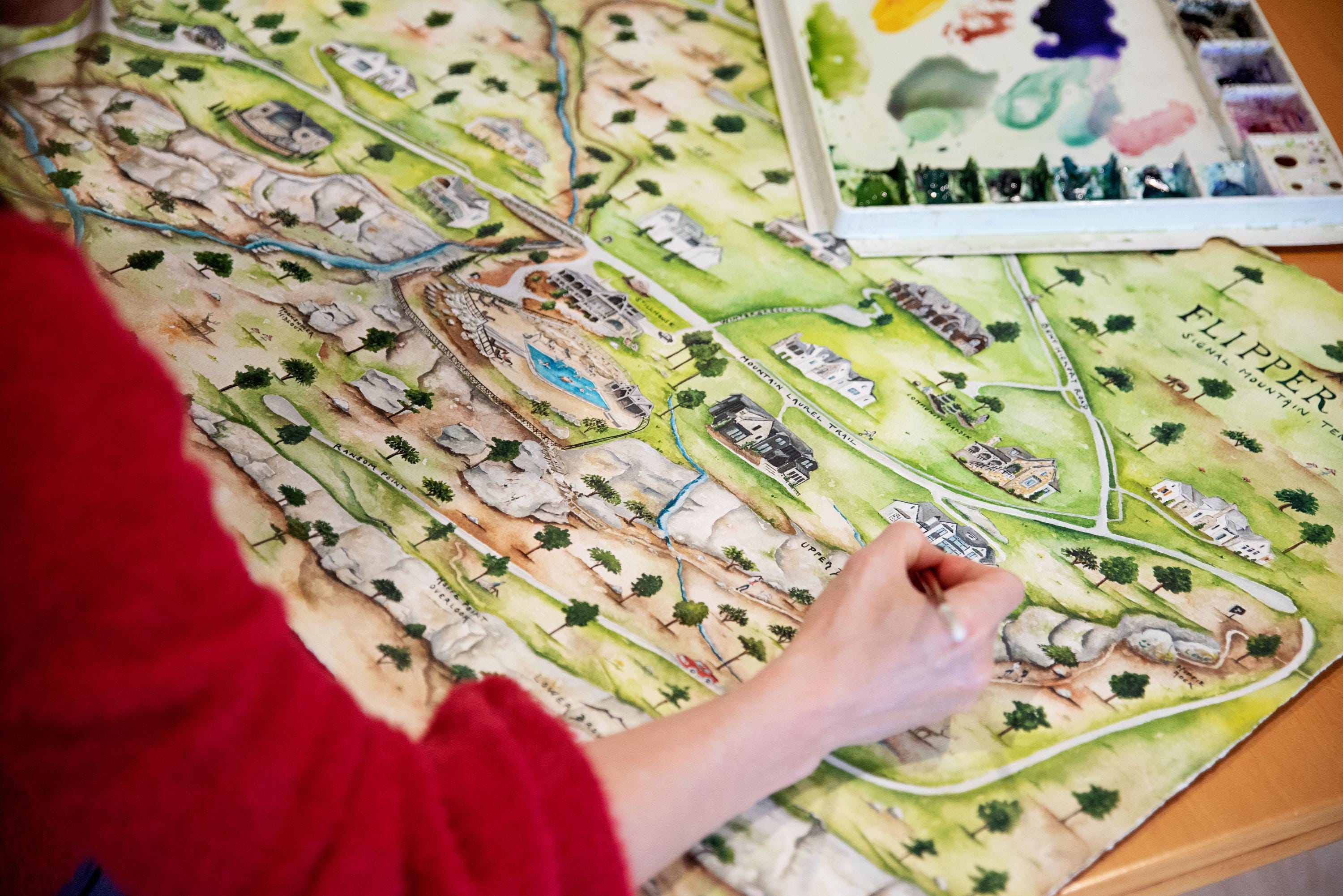 Custom Watercolor Property Map: Heirloom Estate Painting - Etsy UK