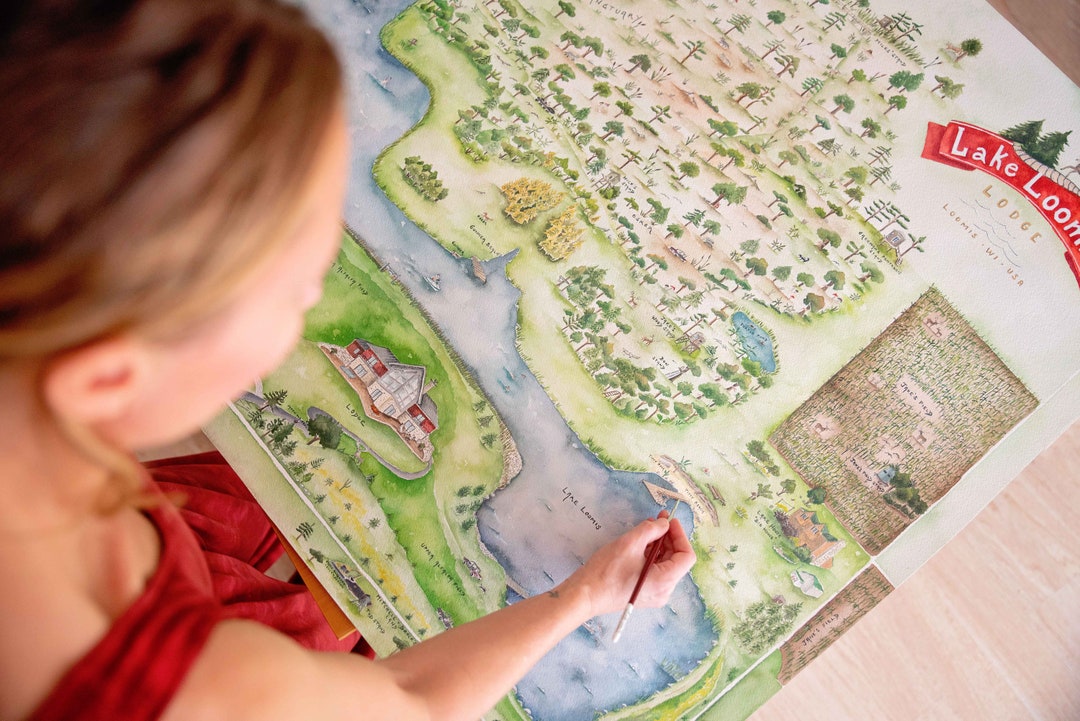 Custom Watercolor Property Map Heirloom Property Map Painting Farm Map ...