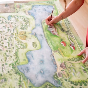 Custom Watercolor Property Map: Artistic Heirloom Painting - Etsy