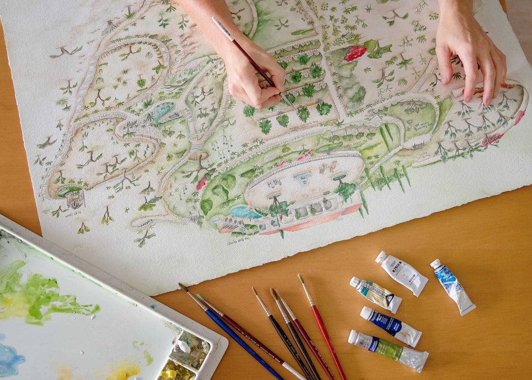 Heirloom Property Map Custom Watercolor Map Property Map - Etsy