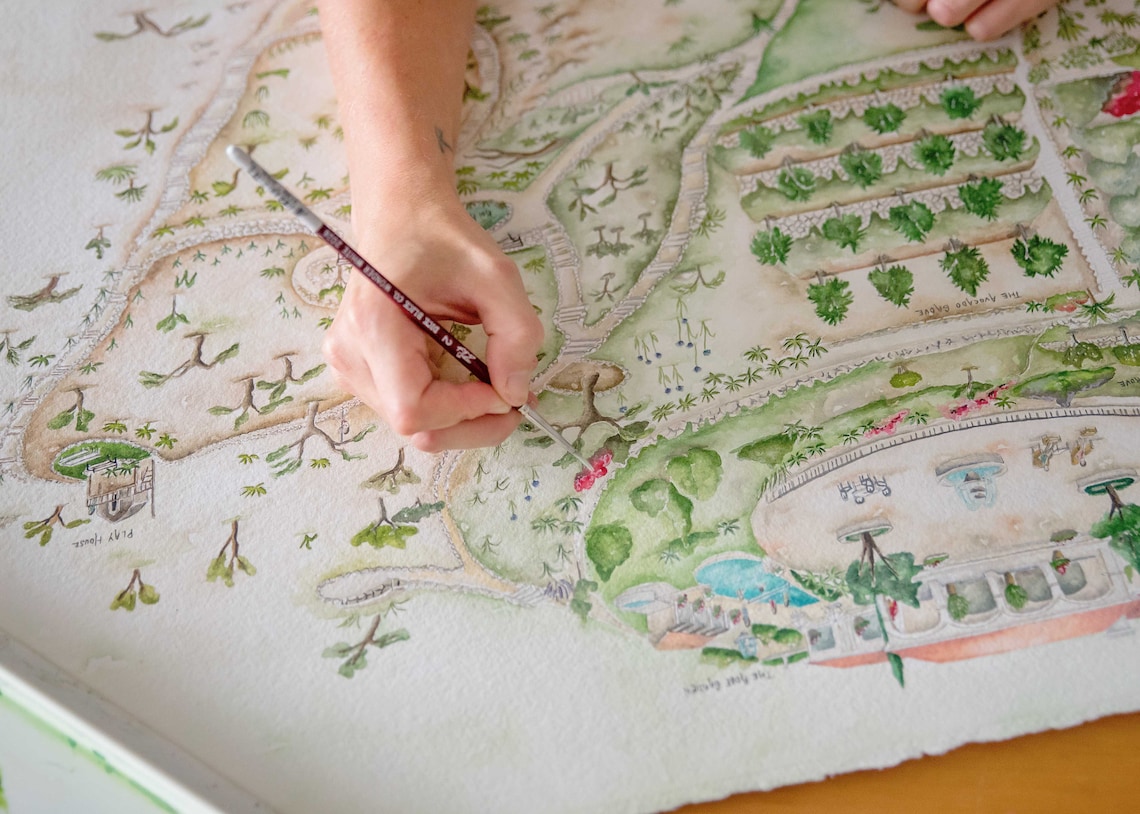 Watercolor Property Map Painting: Custom Family Land Art - Etsy