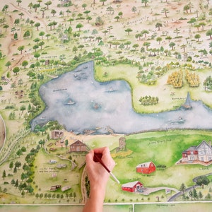 Custom Watercolor Property Map: Artistic Heirloom Painting - Etsy