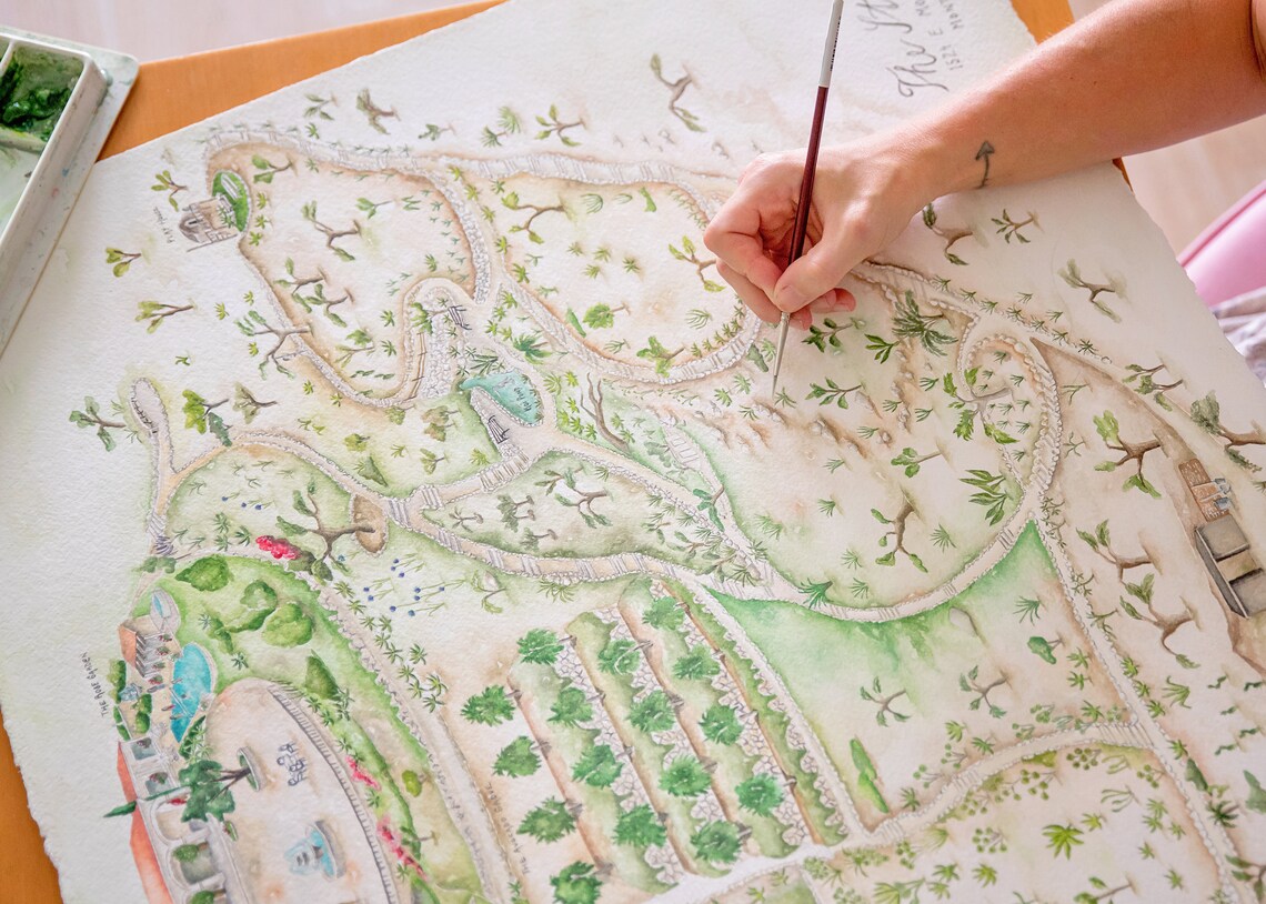 Heirloom Property Map Custom Watercolor Map Property Map - Etsy