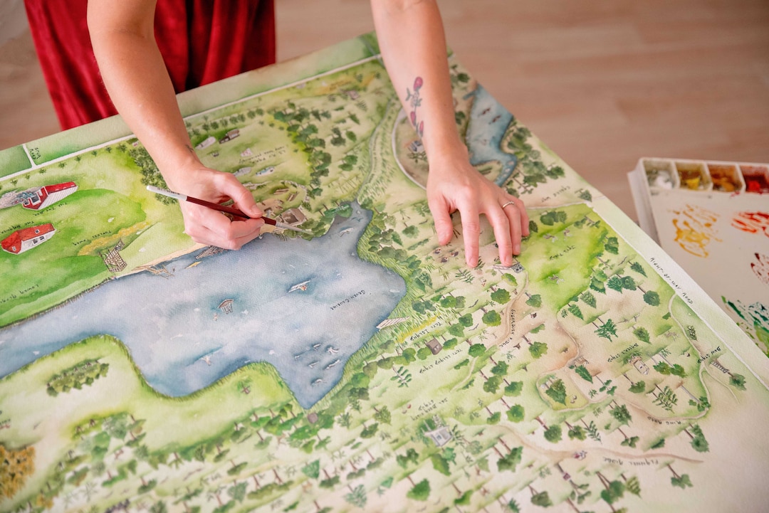 Property Watercolor Map Custom Watercolor Map Farm Map Heirloom ...