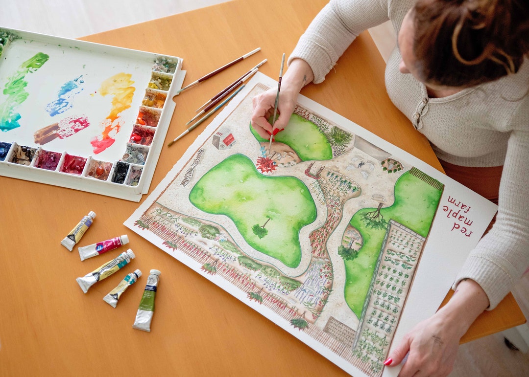 Heirloom Property Map Custom Watercolor Map Property Map - Etsy Australia