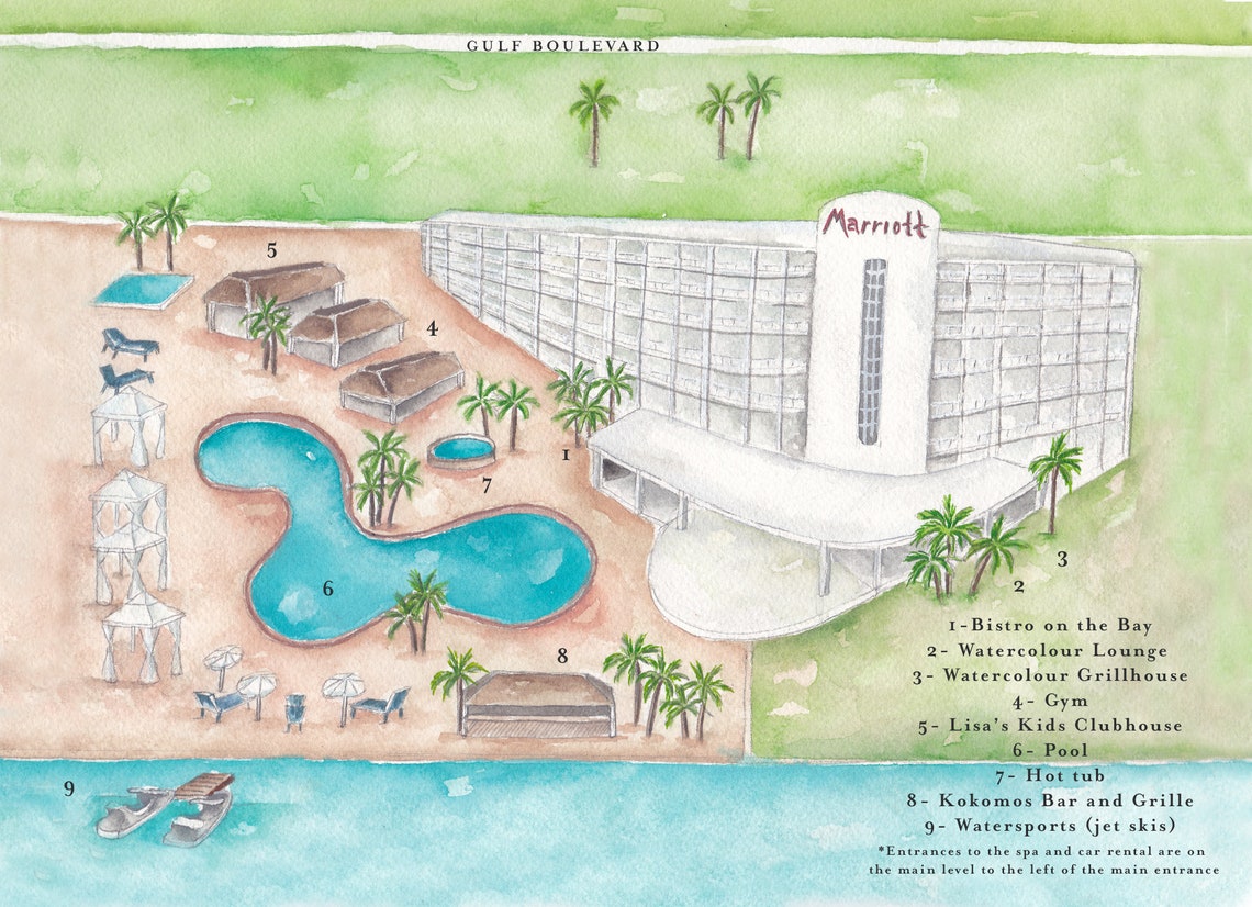 Custom Hotel Map Wedding Venue Map Map of a Hotel Custom - Etsy