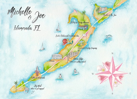Islamorada Wedding Map Key West Wedding Map Custom Wedding | Etsy