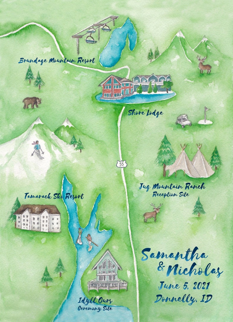 Custom Wedding Map Save the Date Map Invitation Map Welcome | Etsy