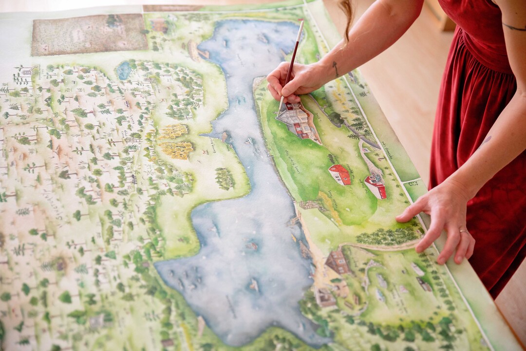 Heirloom Property Map Custom Watercolor Map Property Map Watercolor ...