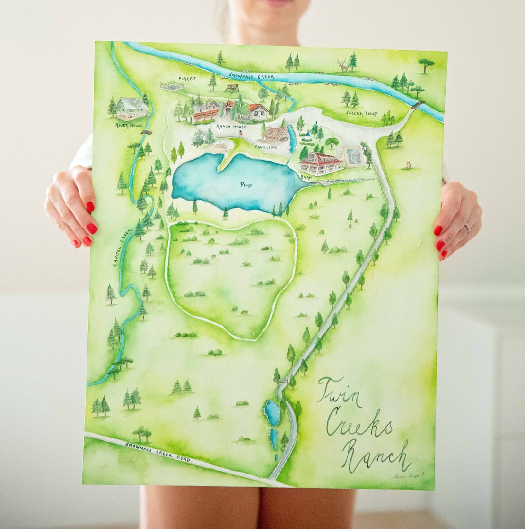 Heirloom Property Map Custom Watercolor Map Property Map - Etsy Australia