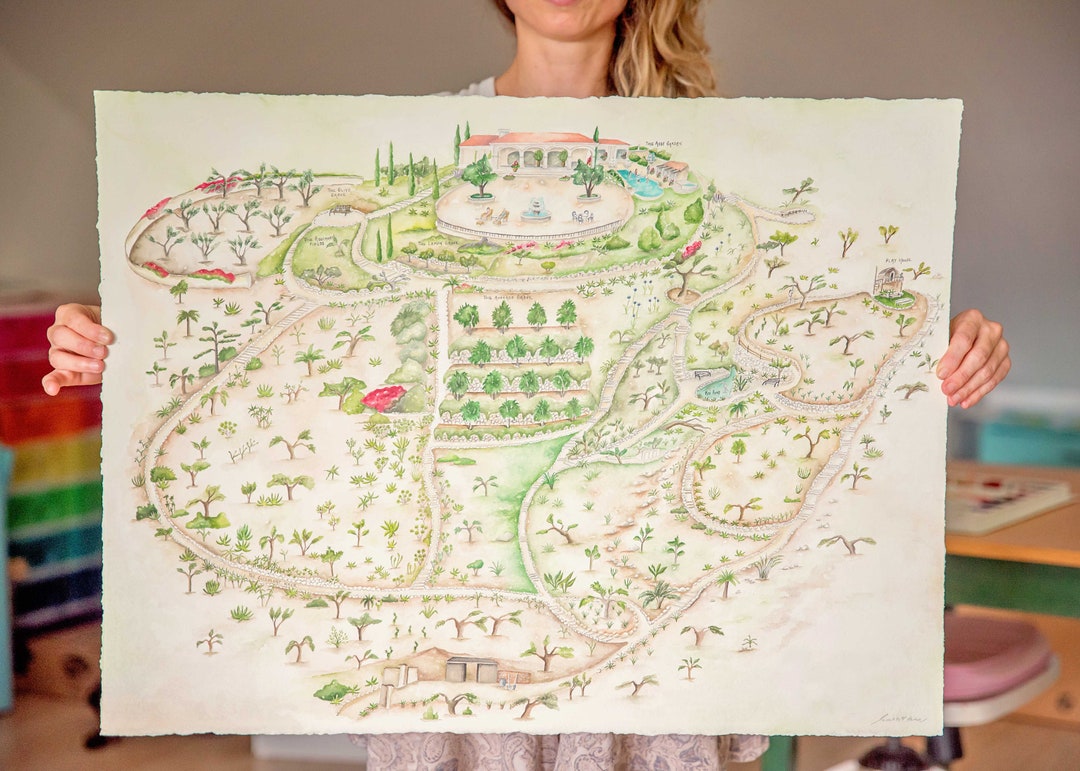 Heirloom Property Map - Property Map Painting- Custom Watercolor Map ...