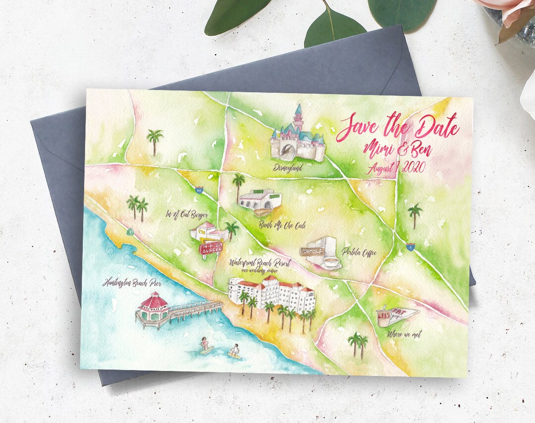 Custom Wedding Maps-personalized Watercolor Wedding - Etsy