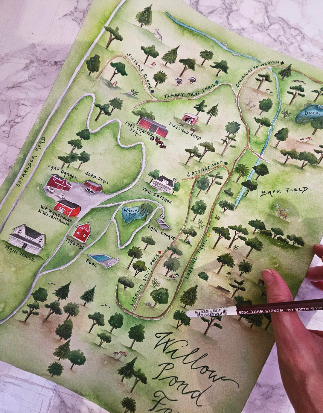 Heirloom Property Map Custom Watercolor Map Property Map Watercolor ...