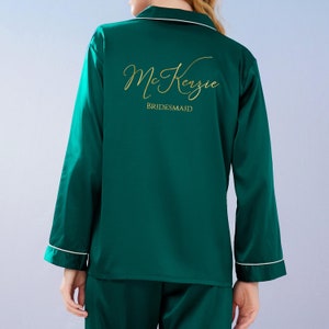 Forest Green Bridesmaid Pyjamas, Emerald Satin Pyjamas, Green ...
