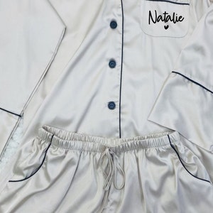 Champagne Monogram Satin Short Pyjamas for Bride and Bridesmaid Wedding ...