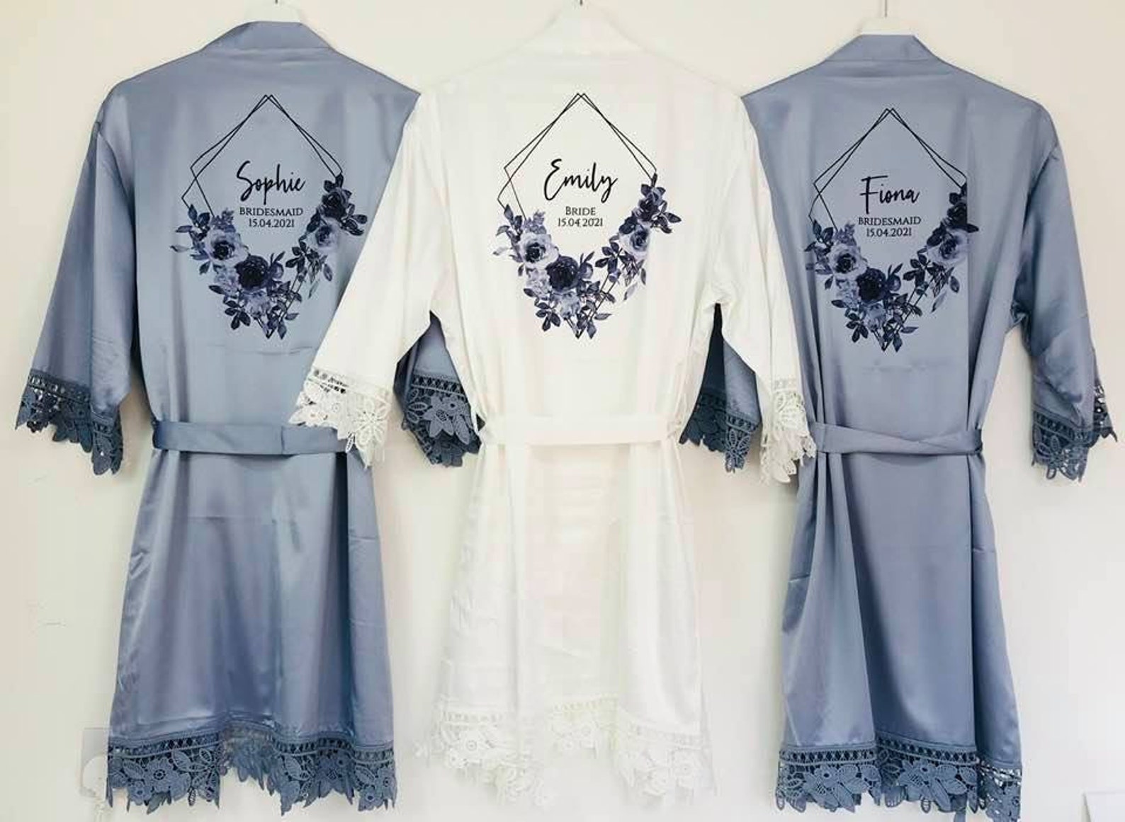 Bridesmaid Robes Satin Lace Wedding Robes Bridal Robes - Etsy